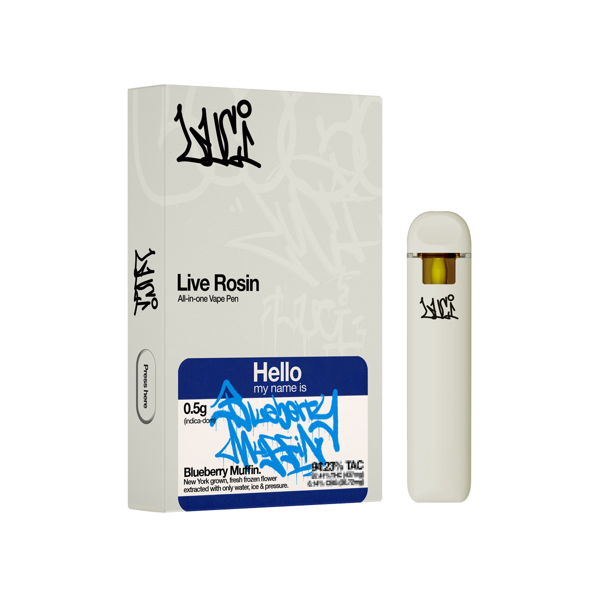 Blueberry Muffin. 0.5g Live Rosin All-In-One Vape Pen – NOWAVE